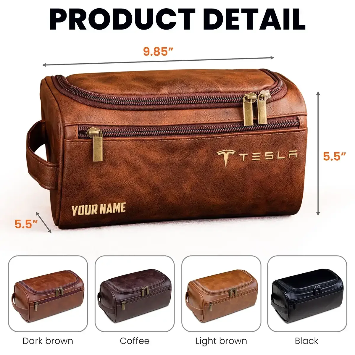 Tesla Exclusive Logo Leather Toiletry Bag OUFALB0819TLZ - Tesla Bag ...
