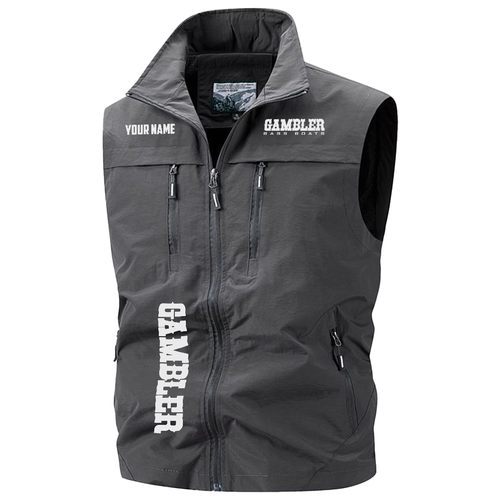 Gambler Exclusive Logo Multi-Pocket Sleeveless Vest TTFSV2100819GBZ ...